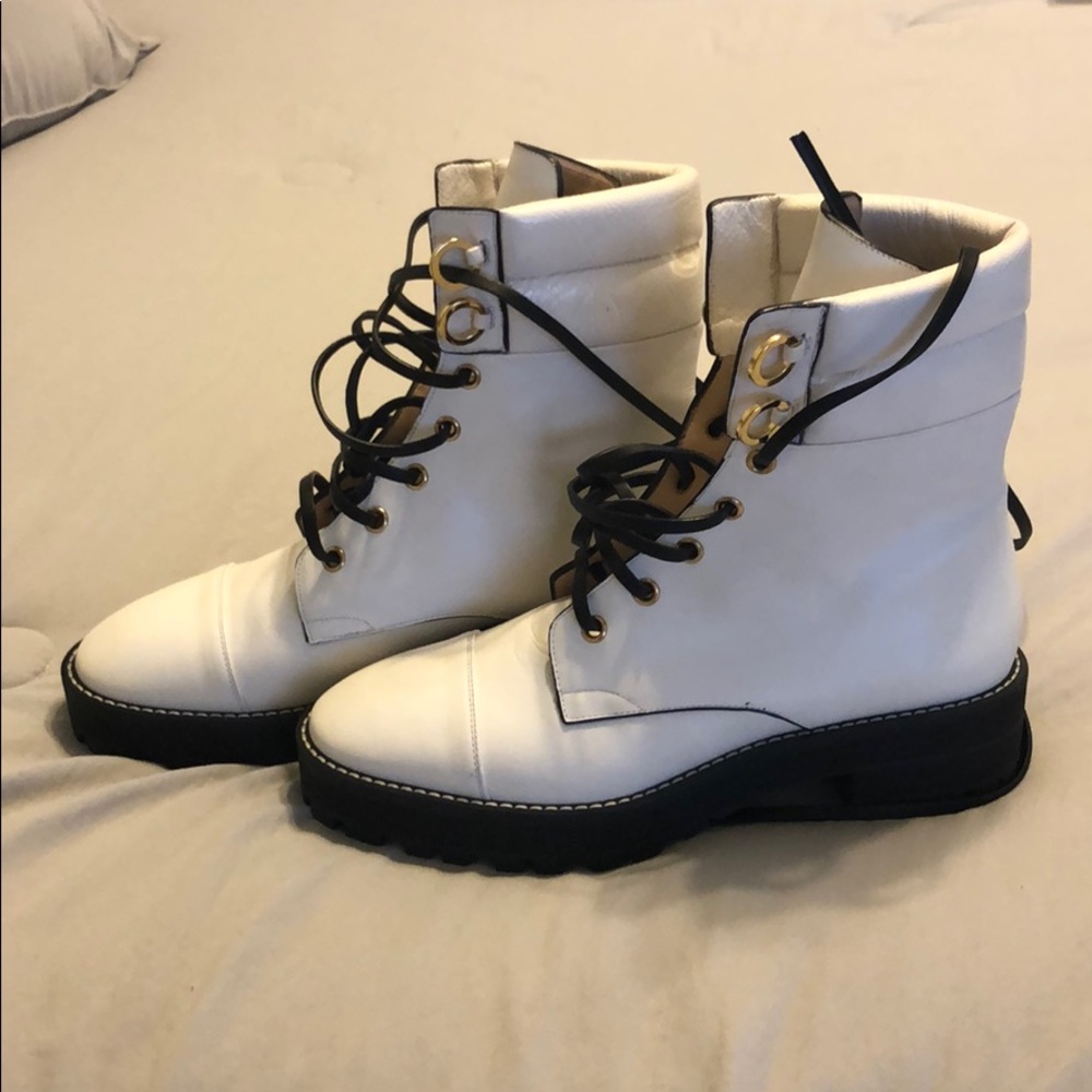 Brand New Stuart Weitzman Leather Combat Boots - Gem